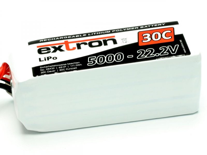 LiPo Akku Extron X2 5000 - 22,2V (30C | 60C), 94,95